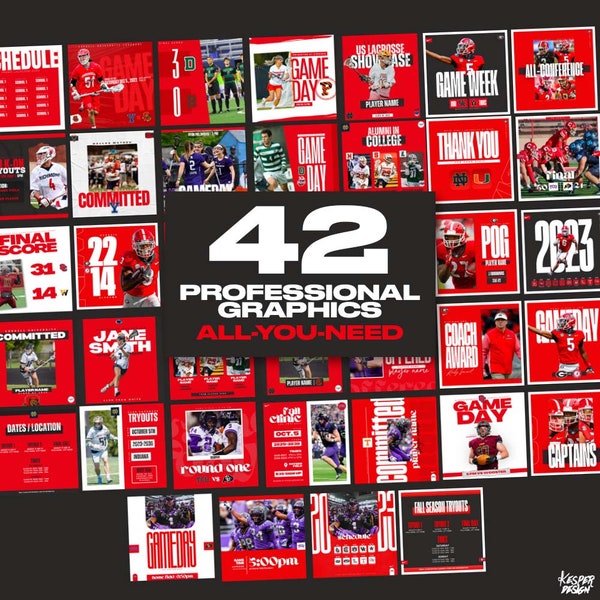 Sports Team Canva Templates 20 Social Media Graphics for Lacrosse ...
