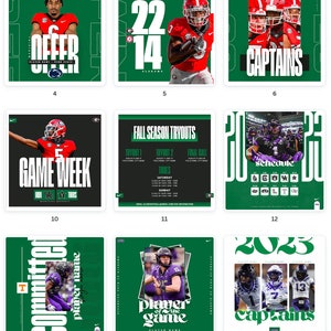 42 Sports Social Media Canva Templates GREEN - 4 Packages in One ...