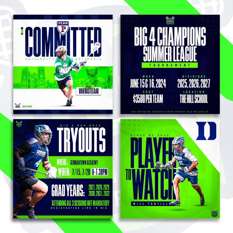Pro-level Photoshop Sports Social Media Templates Committed, Tryouts ...