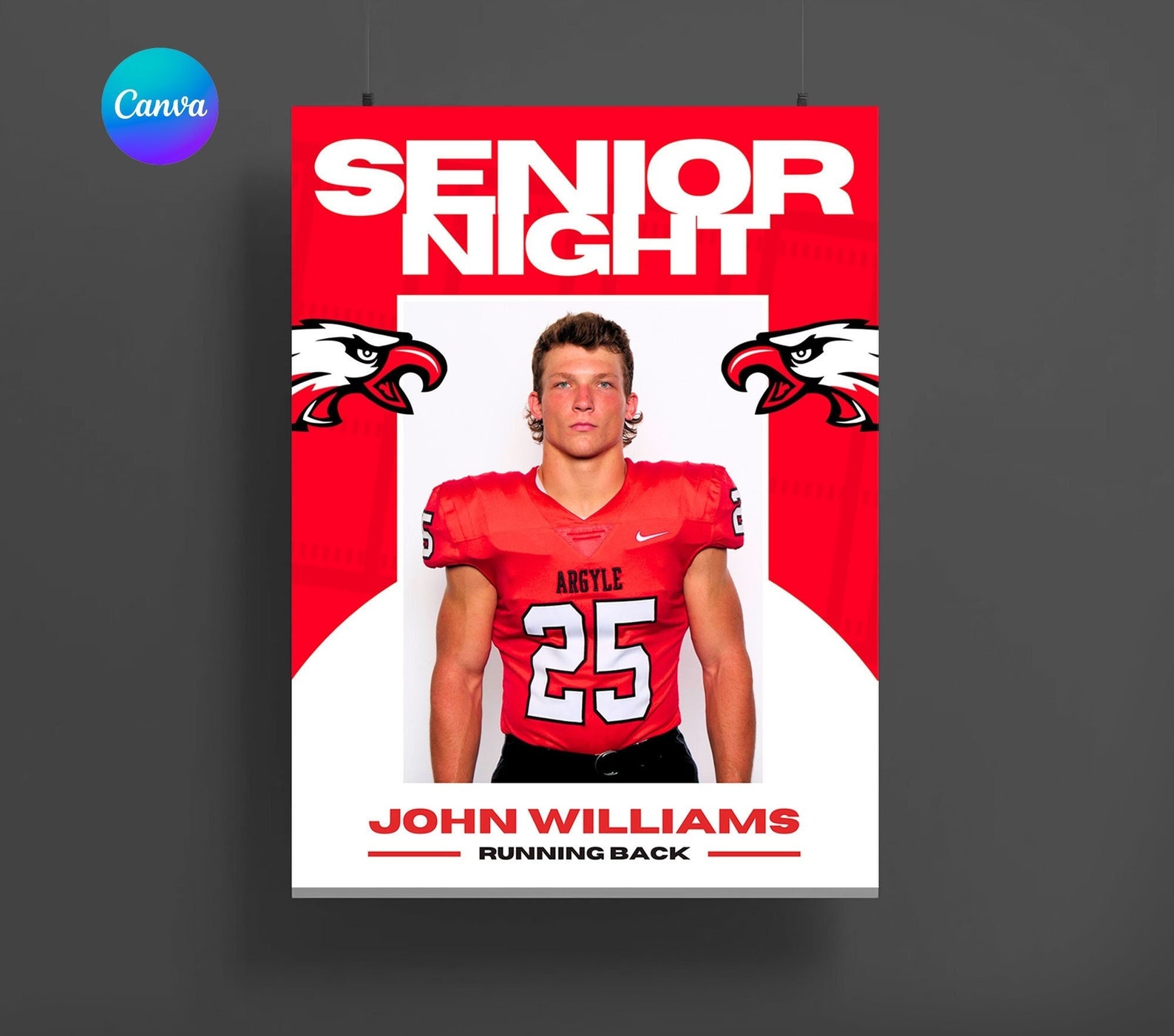 Senior Night Poster Canva Template - High School Sports Poster Digital ...