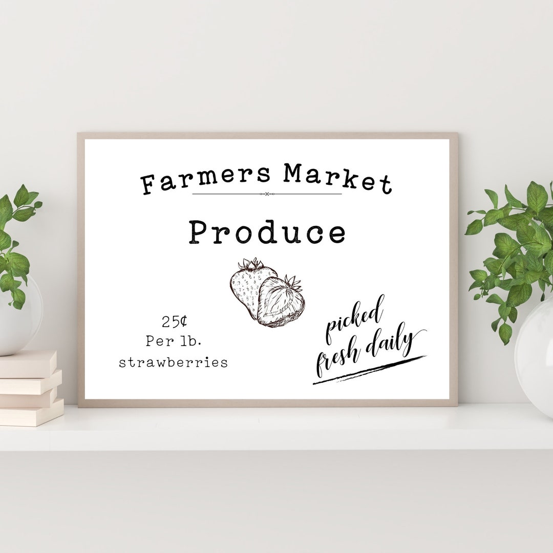 Farmers Market Printable Sign, Farmhouse Print, Kitchen Wall Art ...