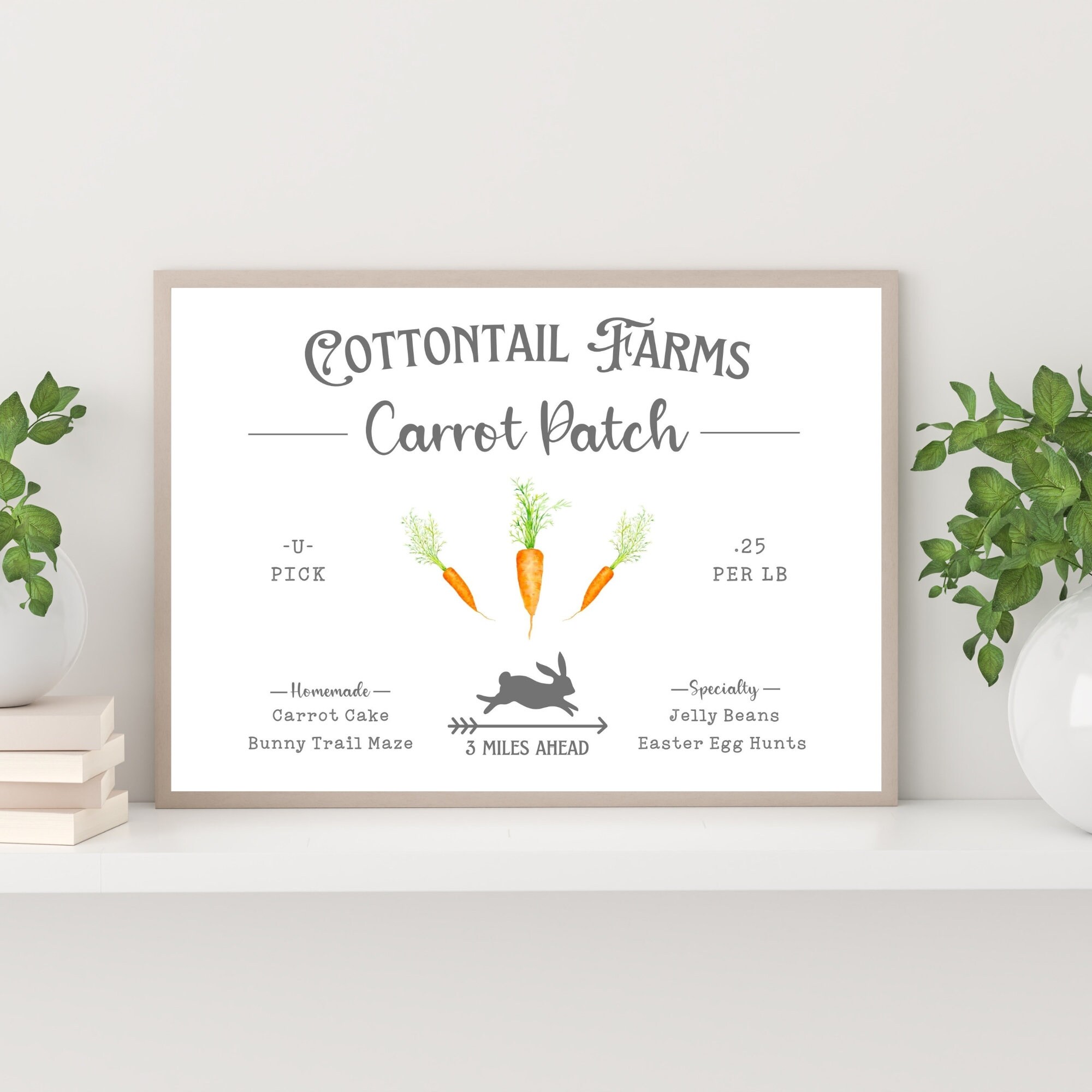 Cottontail Farms Carrot Patch Sign Printable Wall Art, Vintage Easter ...