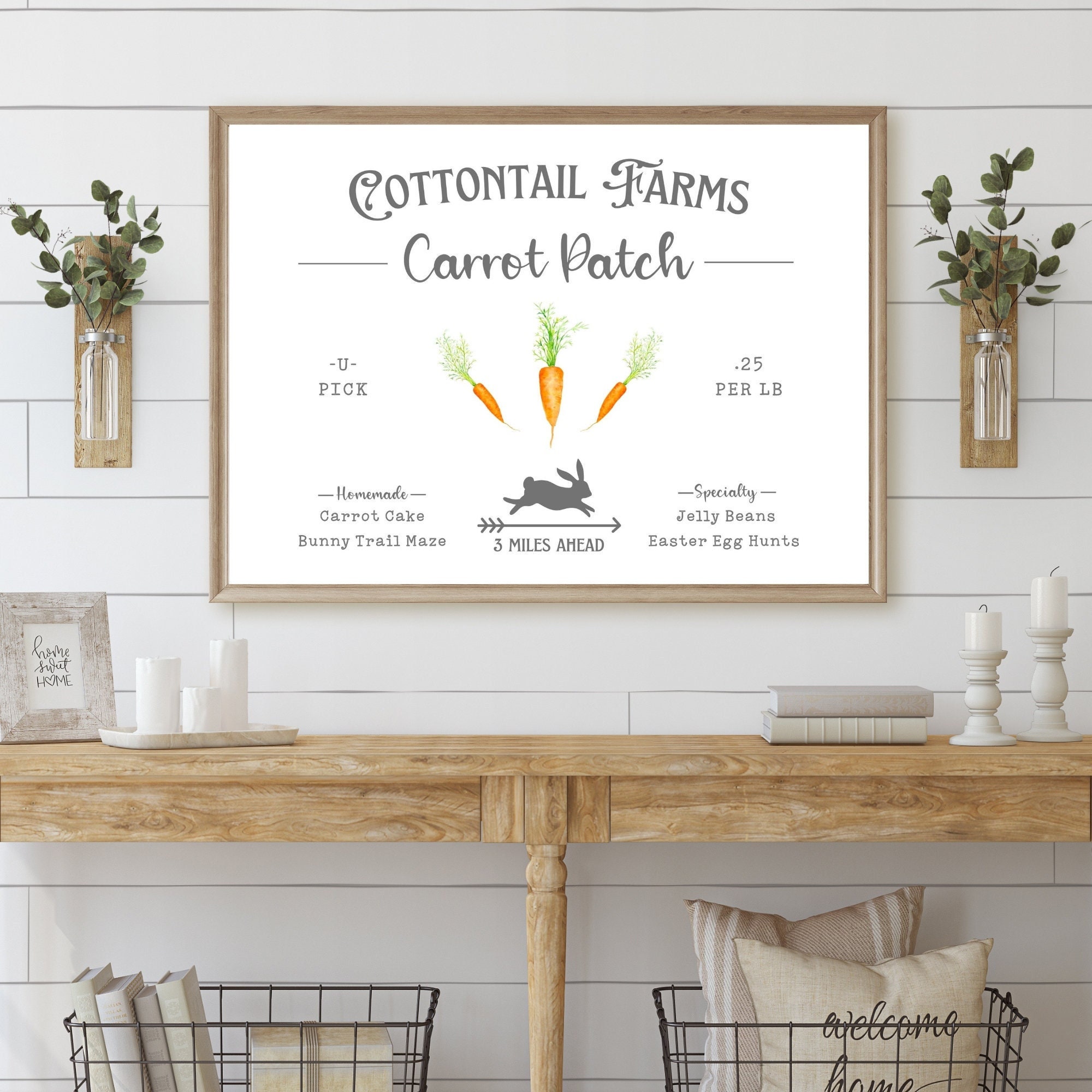 Cottontail Farms Carrot Patch Sign Printable Wall Art, Vintage Easter ...