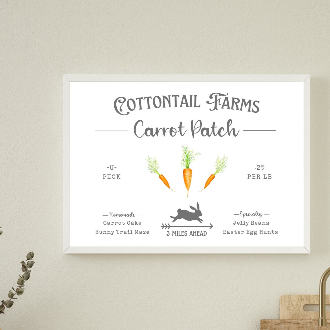 Cottontail Farms Carrot Patch Sign Printable Wall Art, Vintage Easter ...