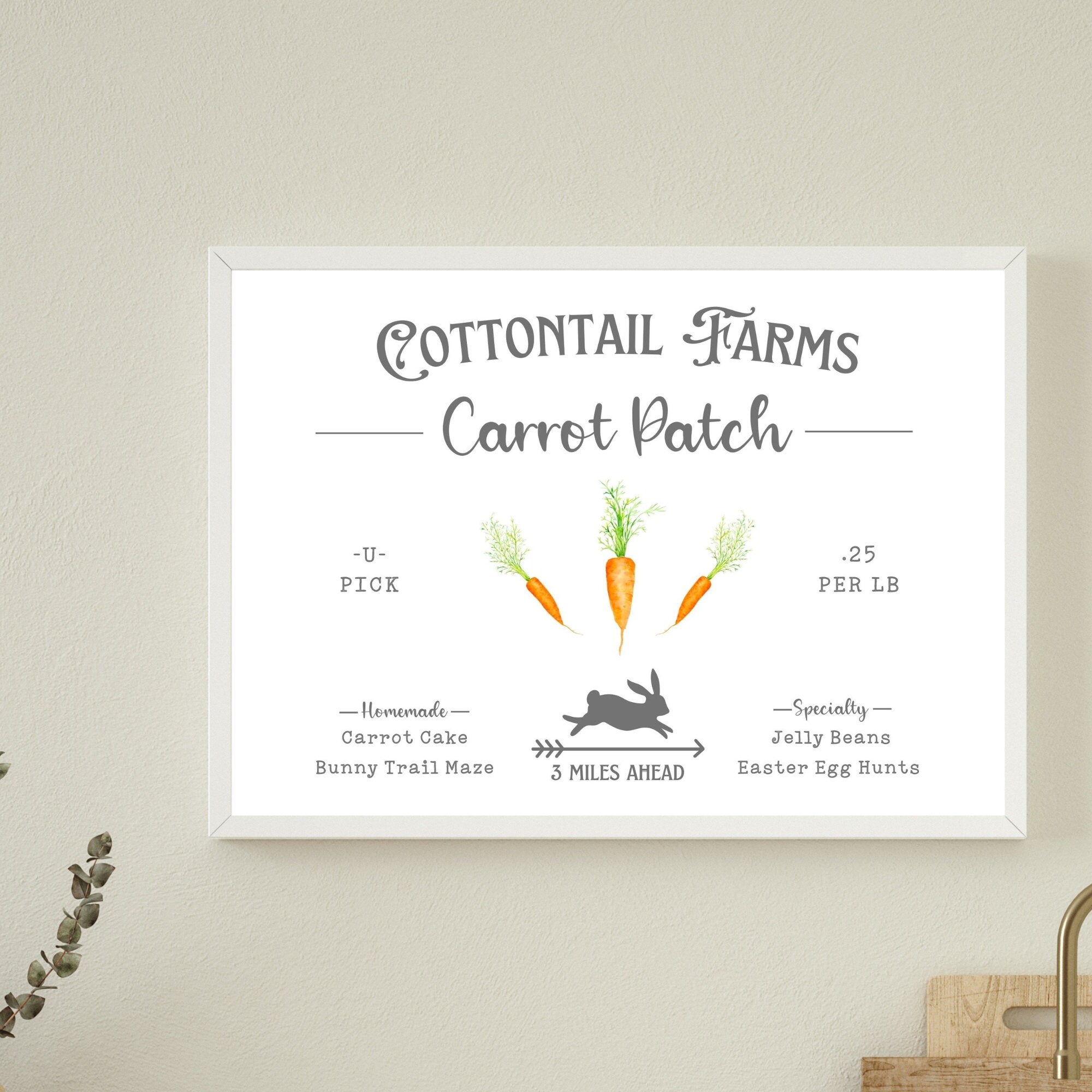 Cottontail Farms Carrot Patch Sign Printable Wall Art, Vintage Easter ...
