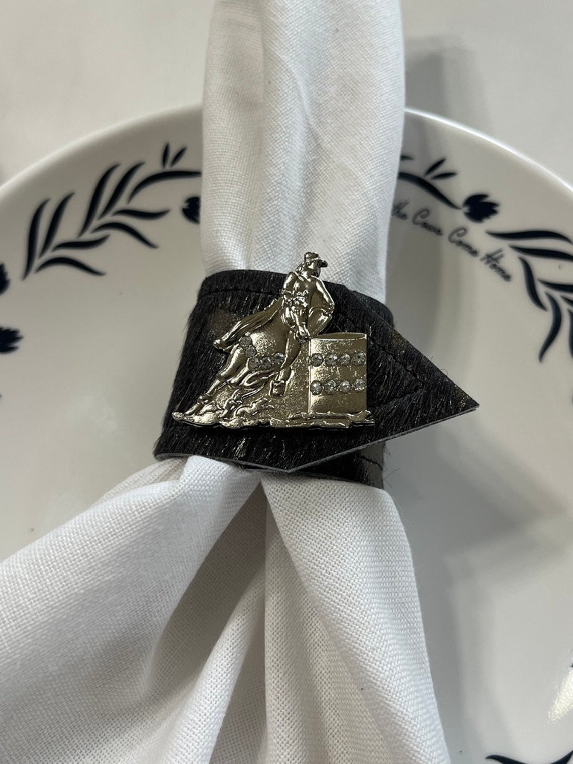 Rodeo Champs Western Cowhide Napkin Rings - Etsy