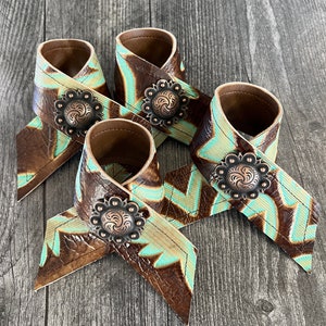 Laredo Embossed Leather Napkin Rings - Etsy