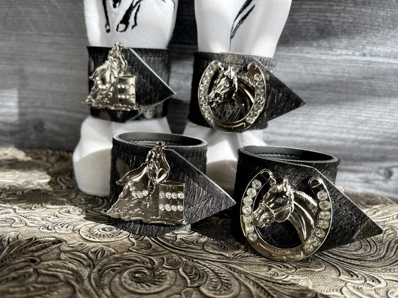 Rodeo Champs Western Cowhide Napkin Rings - Etsy
