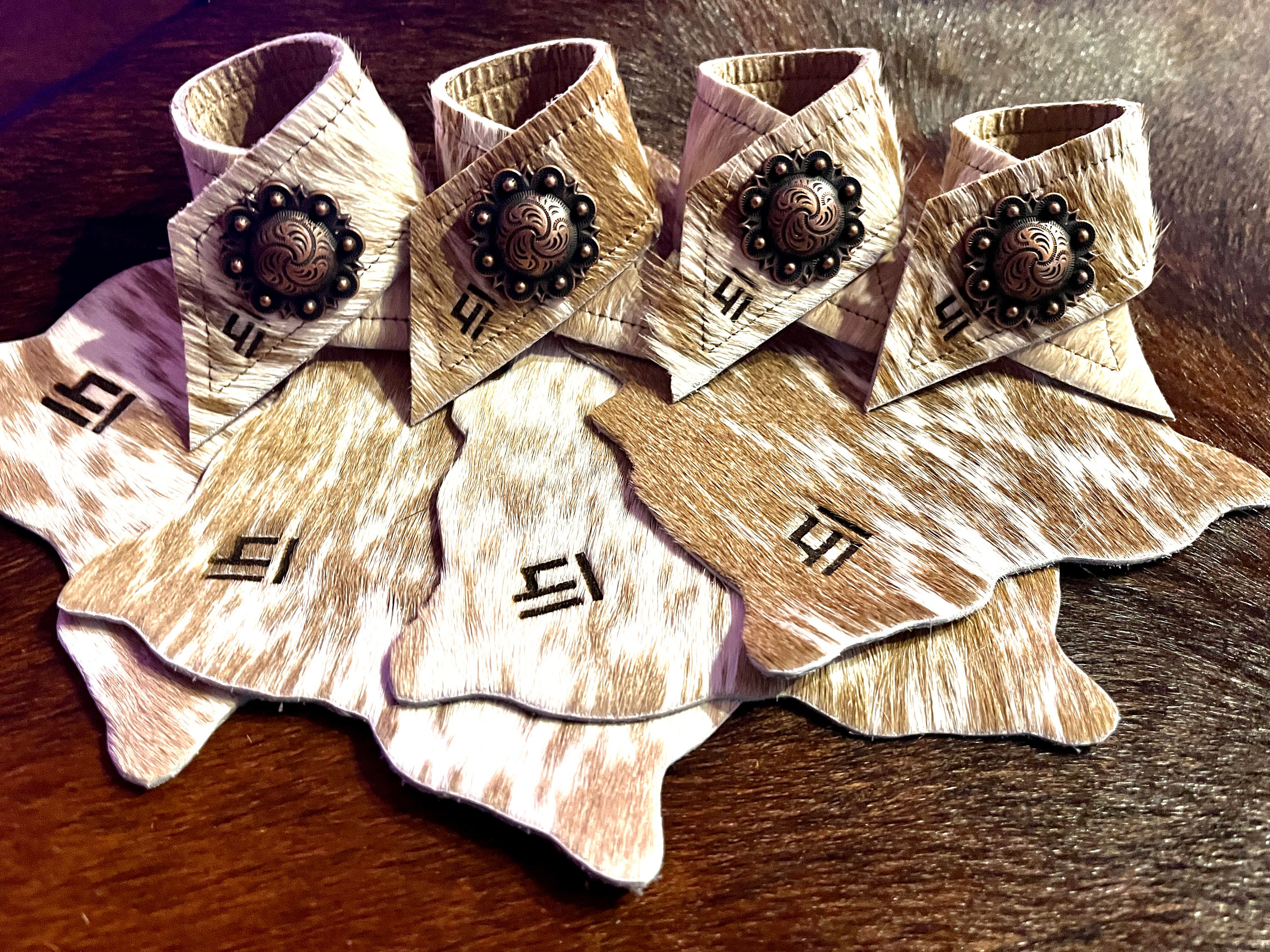 Custom Branded Cowhide Napkin Rings - Etsy