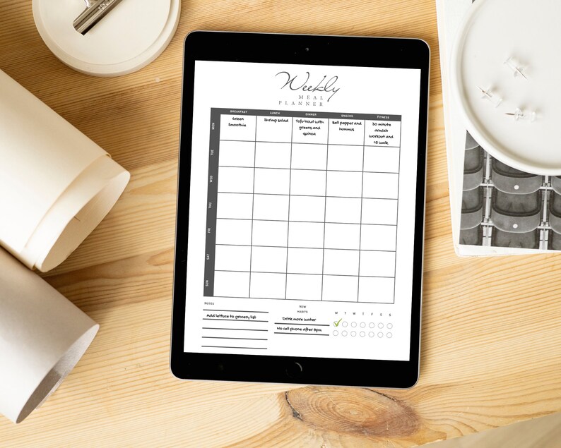 Meal Planner Printable Weekly Food Diary Meal Tracker Menu Plan & Prep ...