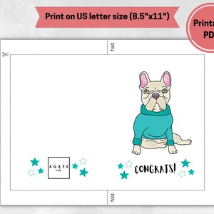 Congratulations Card, Digital Card, Printable Congrats Card, Frenchie ...