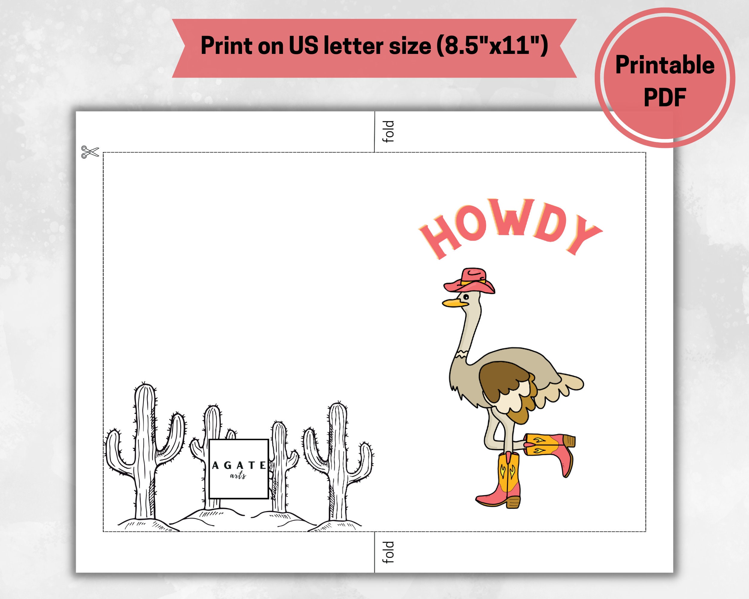 Printable Card, Any Occasion, Digital Card, Howdy Card, General ...