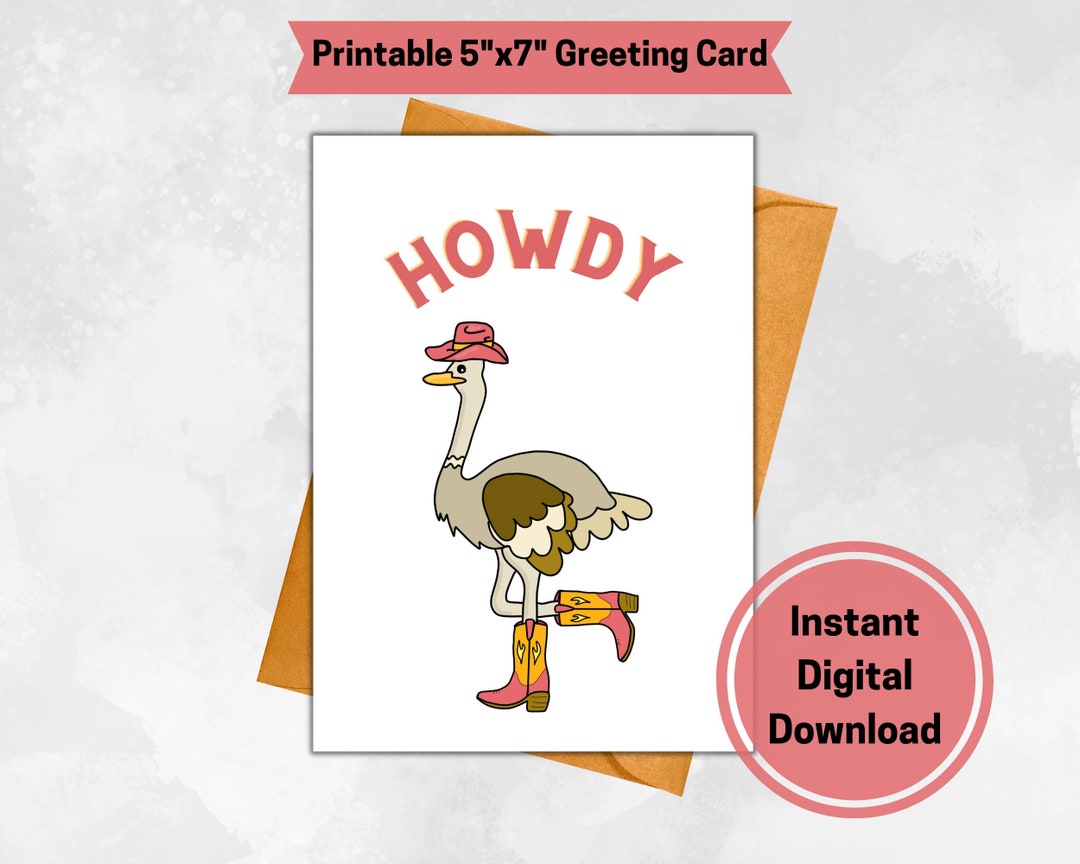 Printable Card, Any Occasion, Digital Card, Howdy Card, General ...
