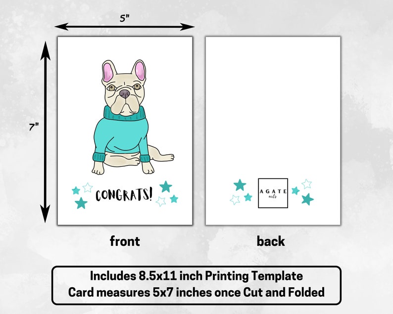 Congratulations Card, Digital Card, Printable Congrats Card, Frenchie ...