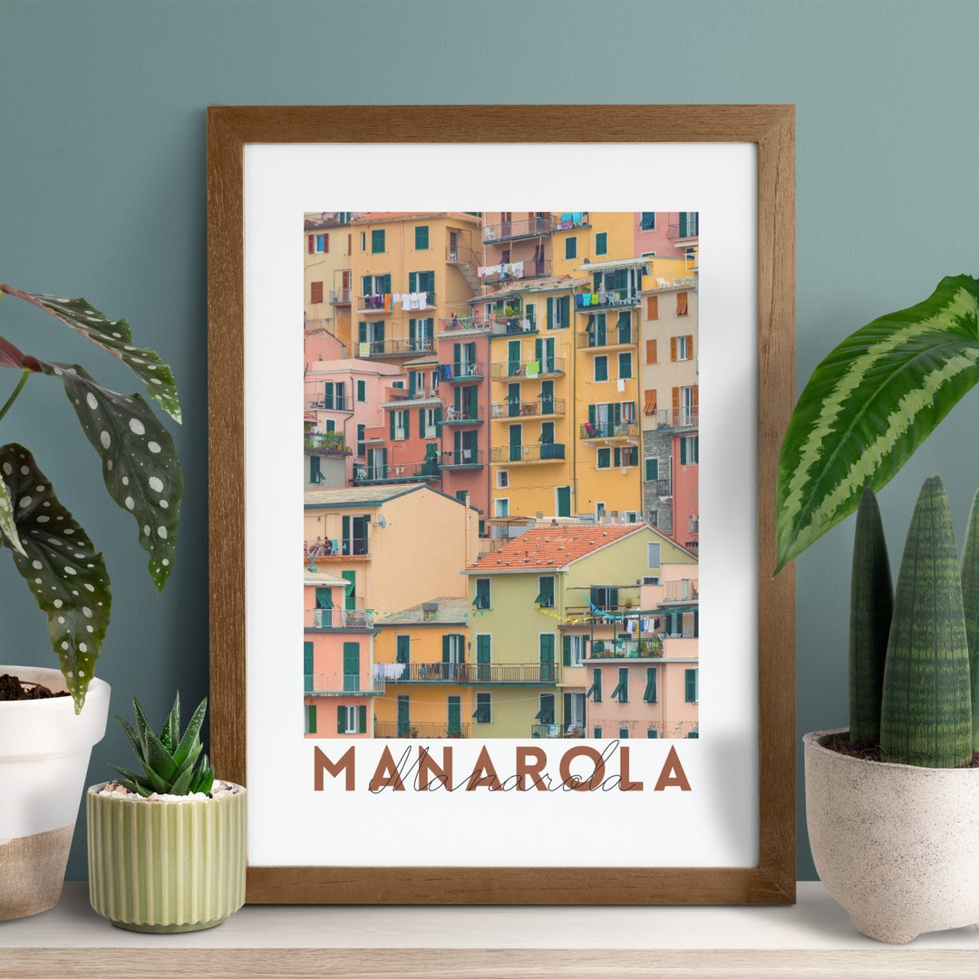 Manarola Travel Poster, Printable Wall Art Colorful Houses in Manarola ...