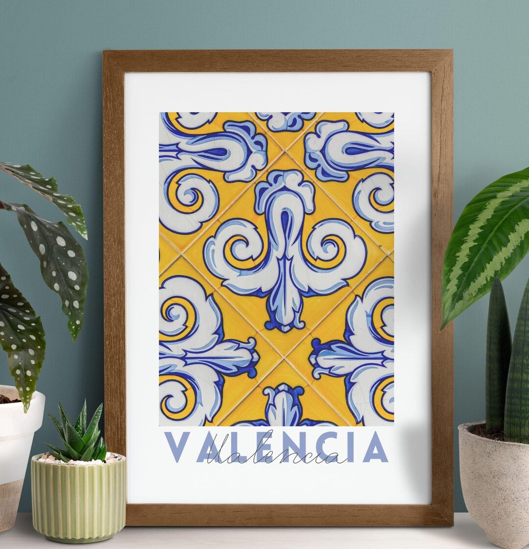Valencia Poster | Printable Wall Art Home Decor, Spanish Tiles Mosaic ...