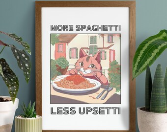 More Spaghetti Less Regretti Frog Print, Retro Diner Poster, Retro ...