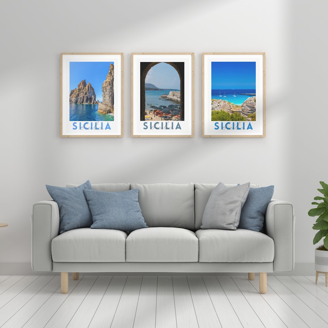 Sicily Set of 3 Posters, Printable Wall Art Sicily Poster Set Italy ...
