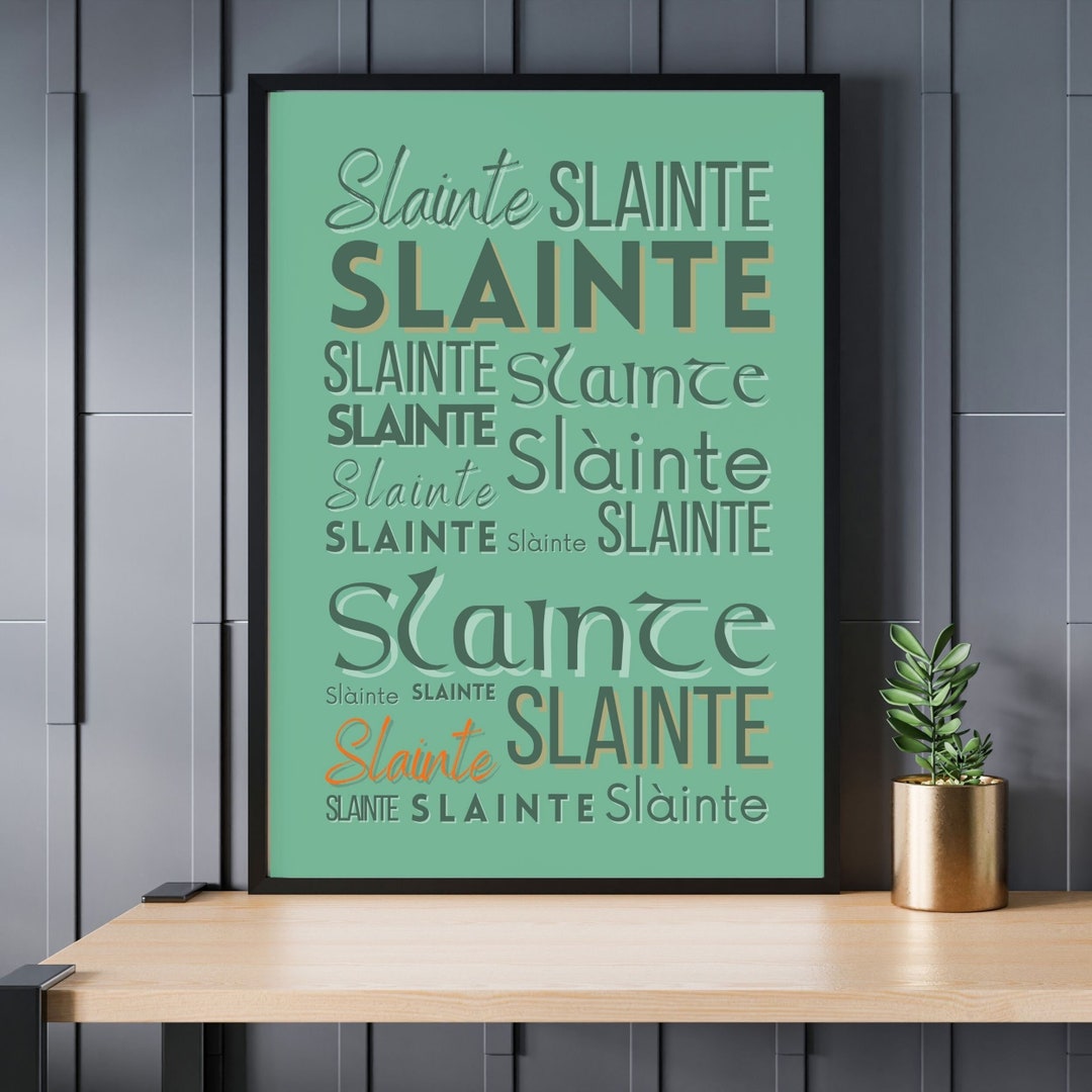 Slainte Print, St Patrick's Poster, Digital Download, Green Irish Wall ...