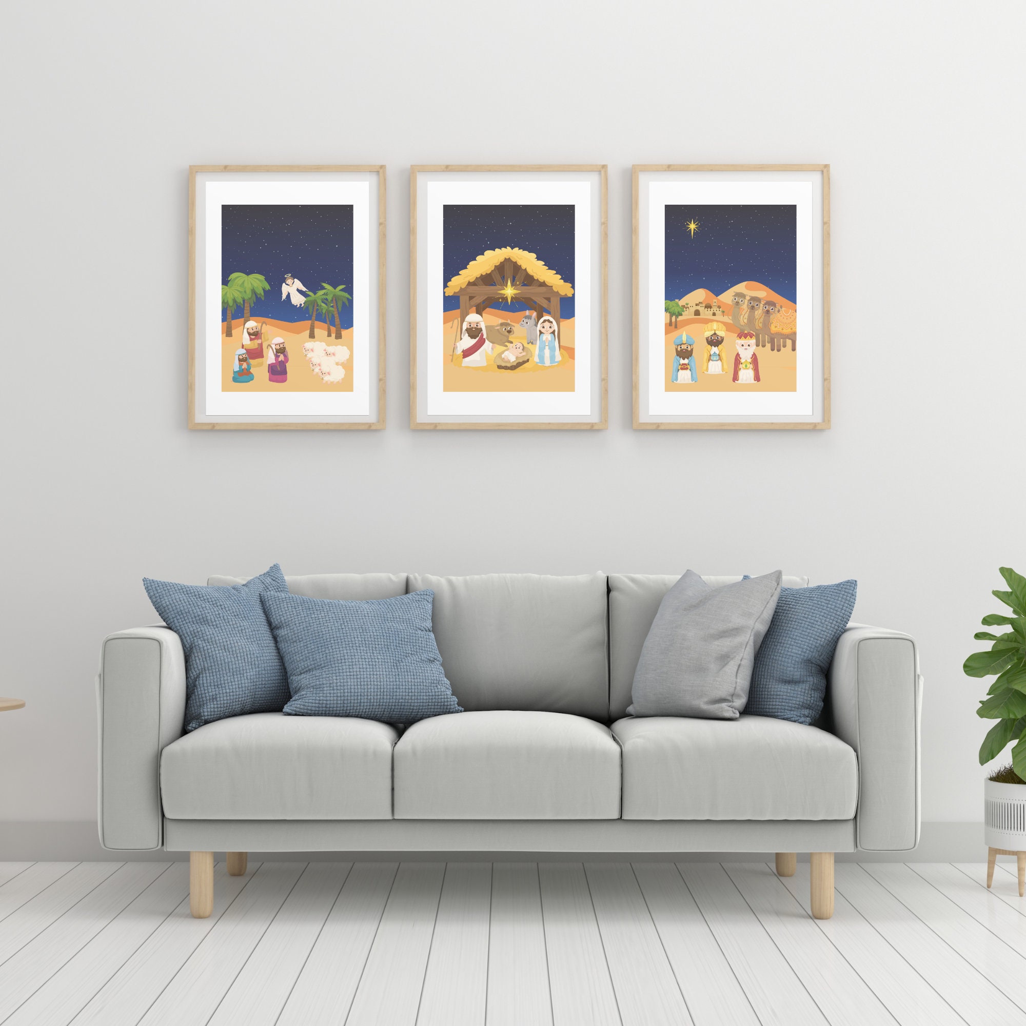 Nativity Scene Print, Christmas Printable Wall Art, Holiday Décor for ...