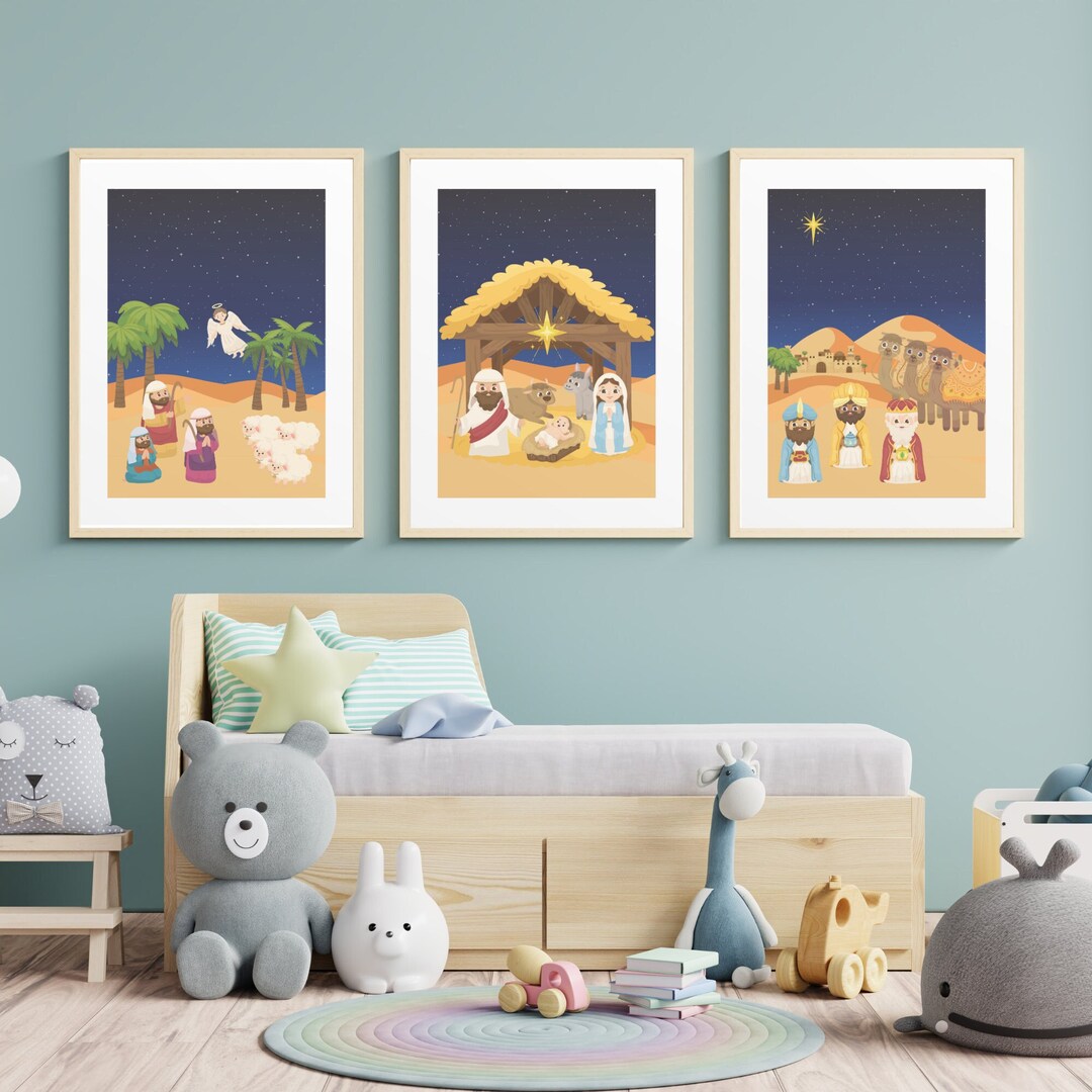 Nativity Scene Print, Christmas Printable Wall Art, Holiday Décor for ...