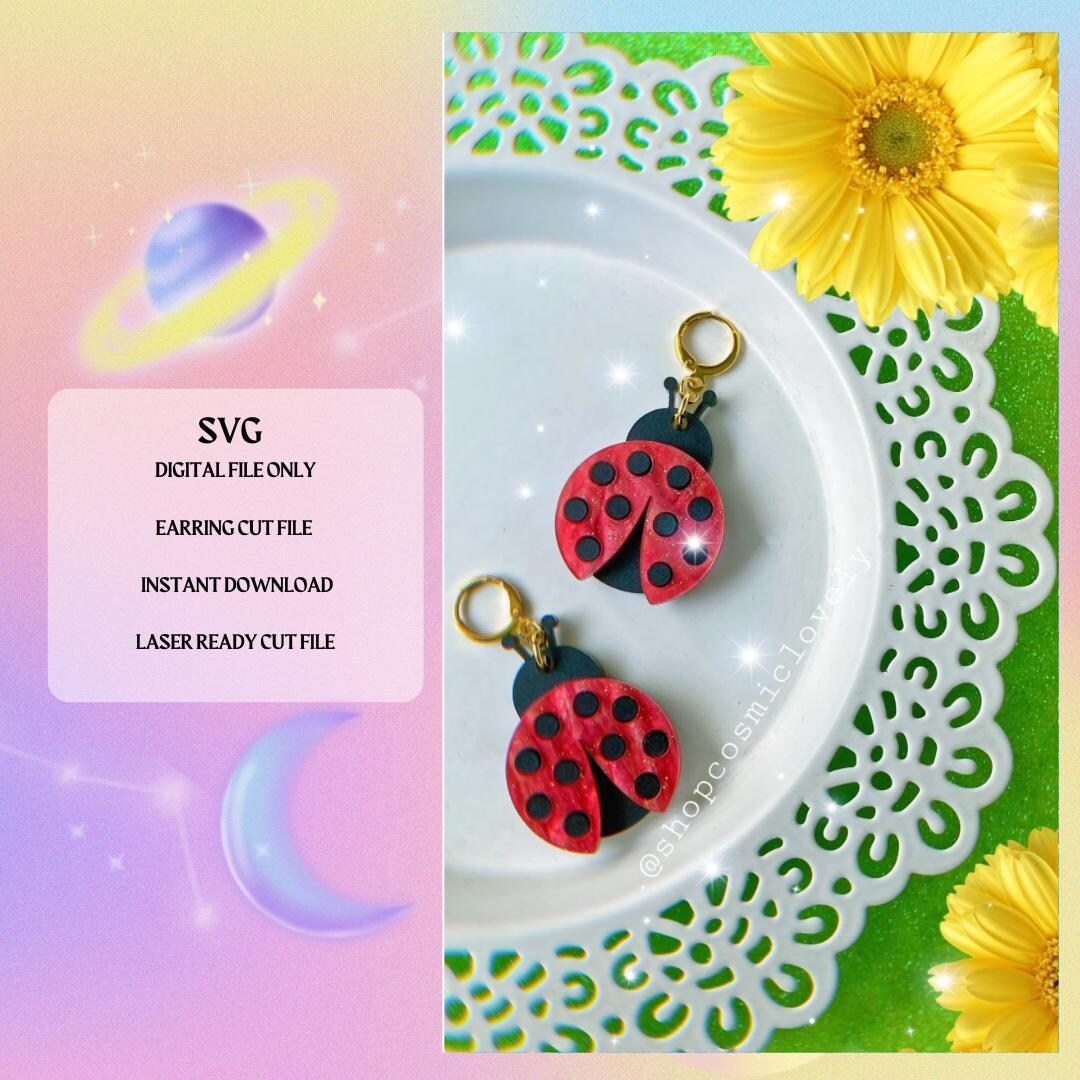 Spring Lady Bug Earring SVG Cut File | Laser Ready | Glowforge Ready ...