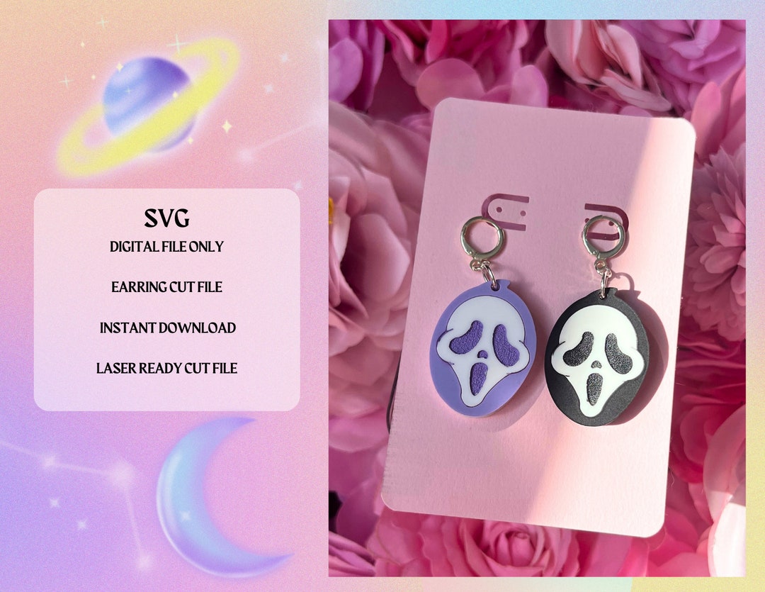Kawaii Ghost Head Earring SVG Cut File Laser Ready Glowforge Ready ...