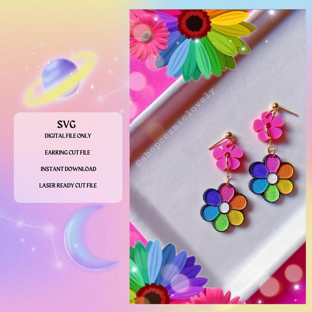 Daisy Petal Dangles Earring SVG Cut File | Laser Ready | Glowforge ...