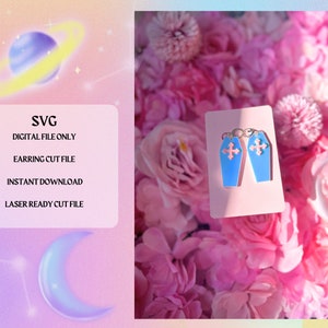 Kawaii Goth Coffin Earring SVG Cut File | Laser Ready | Glowforge Ready ...