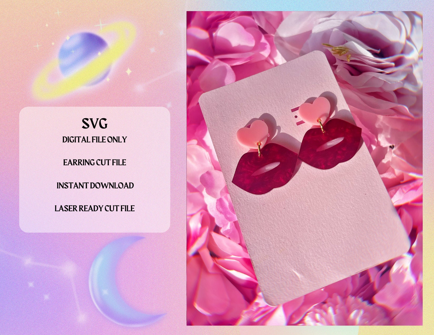 Heart Kiss Me Lip Earrings SVG Cut File | Laser Ready | Glowforge Ready ...