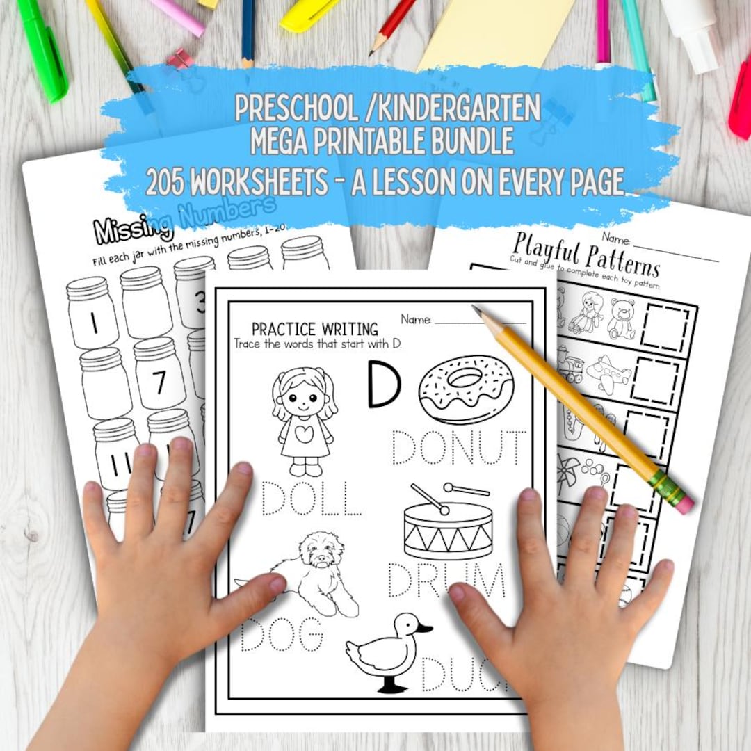 Preschool Learning Bundle: 205 Activity Worksheets & Games (PDF ...