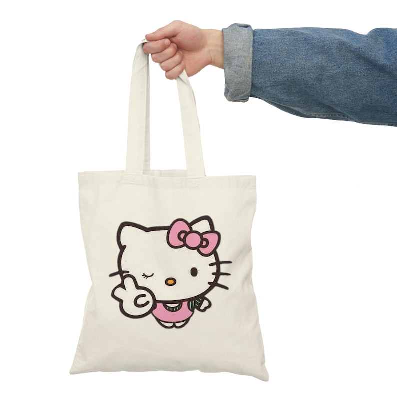Hello Kitty Peace Sign Natural Tote Bag - Etsy