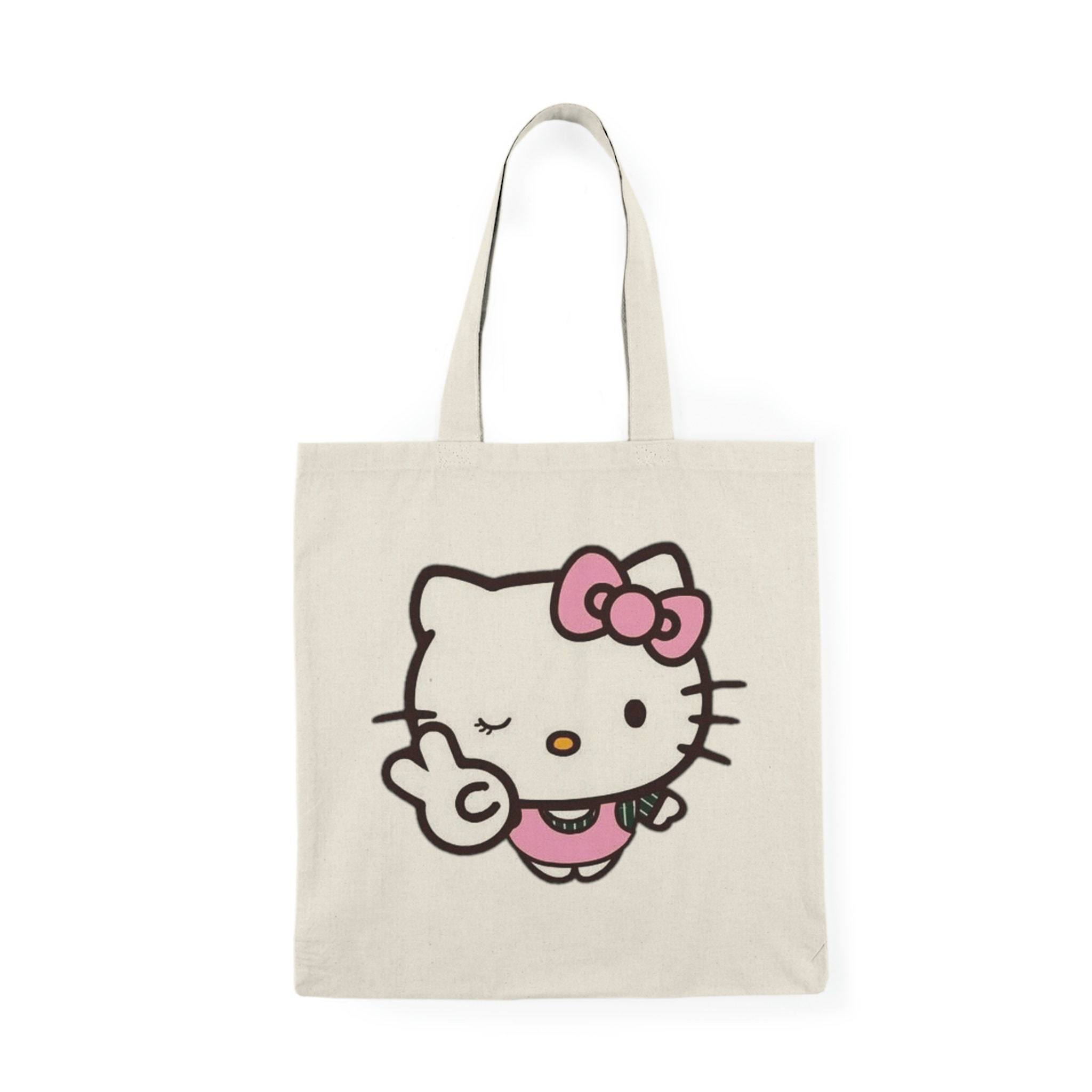 Hello Kitty Peace Sign Natural Tote Bag - Etsy