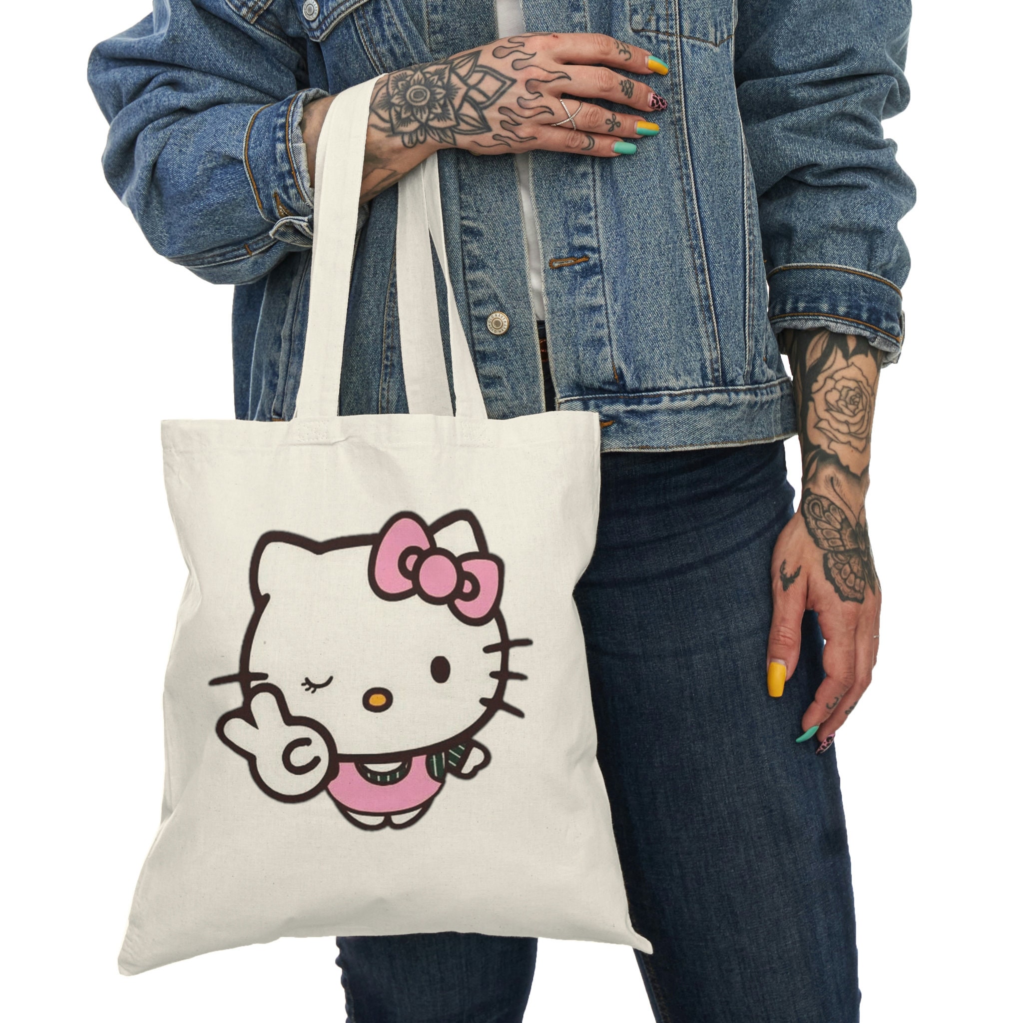 Hello Kitty Peace Sign Natural Tote Bag - Etsy