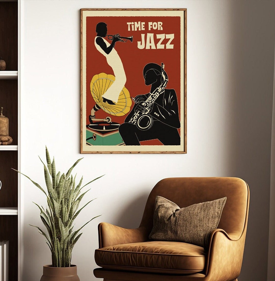 Jazz Saxophone Poster 70s Wall Art Vintage Poster Retro Music Wall Art ...