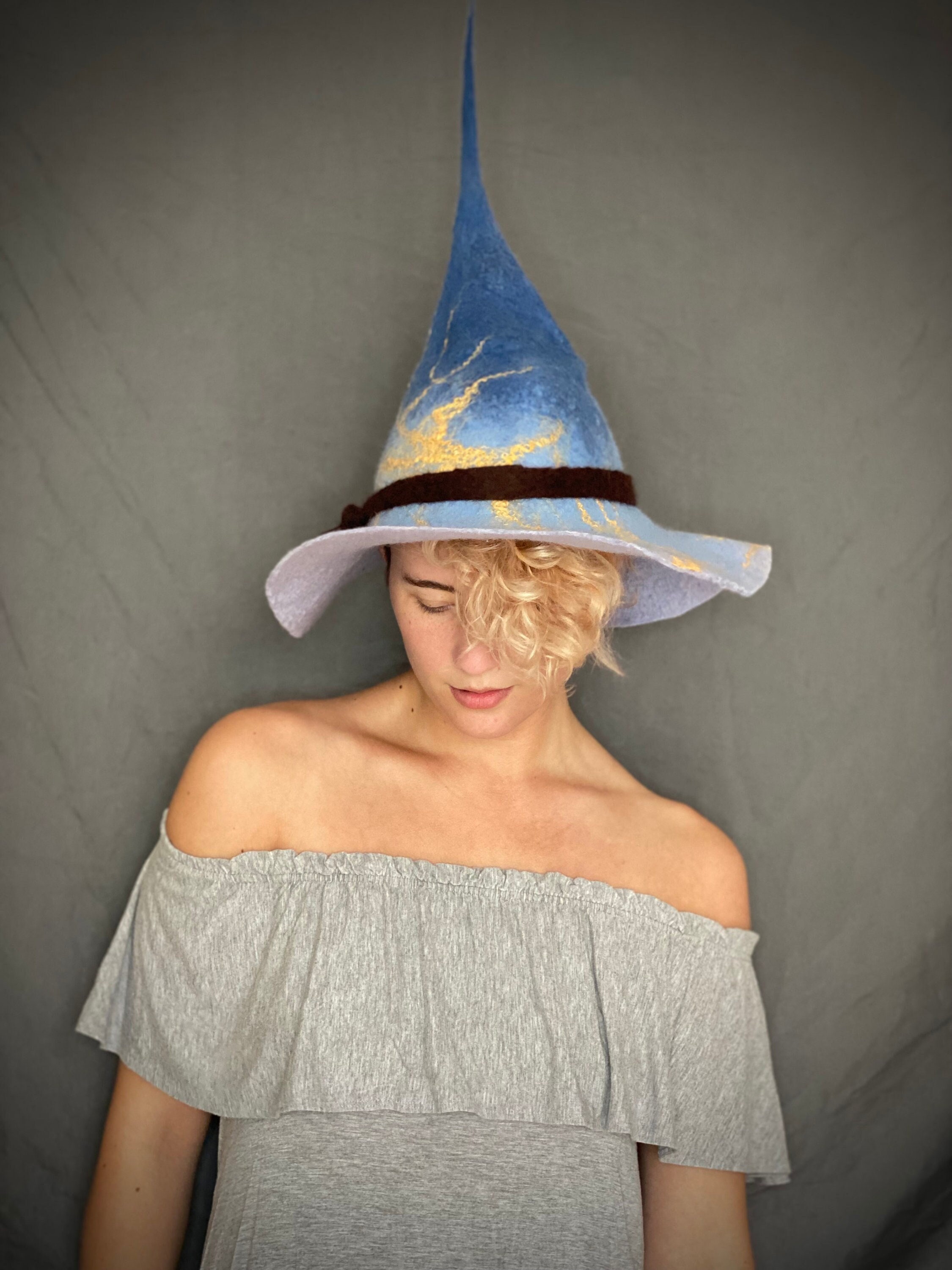 Electric Blue Marbled Witch Hat, Warlock - Etsy
