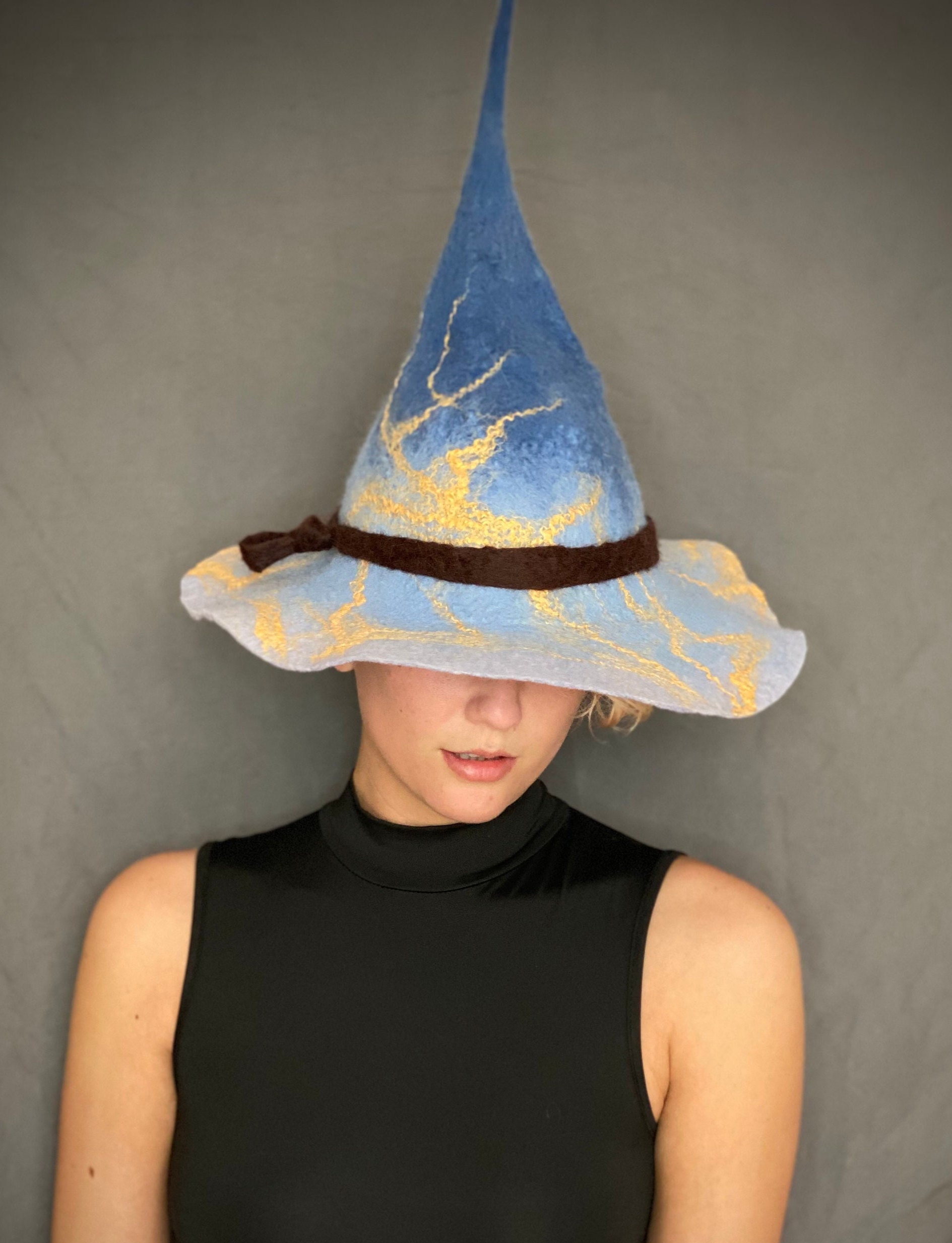 Electric Blue Marbled Witch Hat, Warlock - Etsy