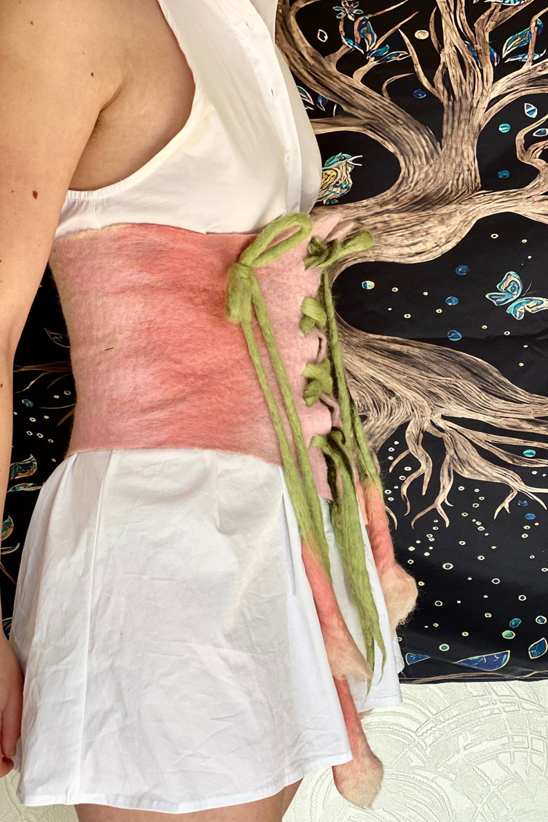 Soft Felted Flower Corset, Pink Lily Corset for Fairy Cosplay - Etsy