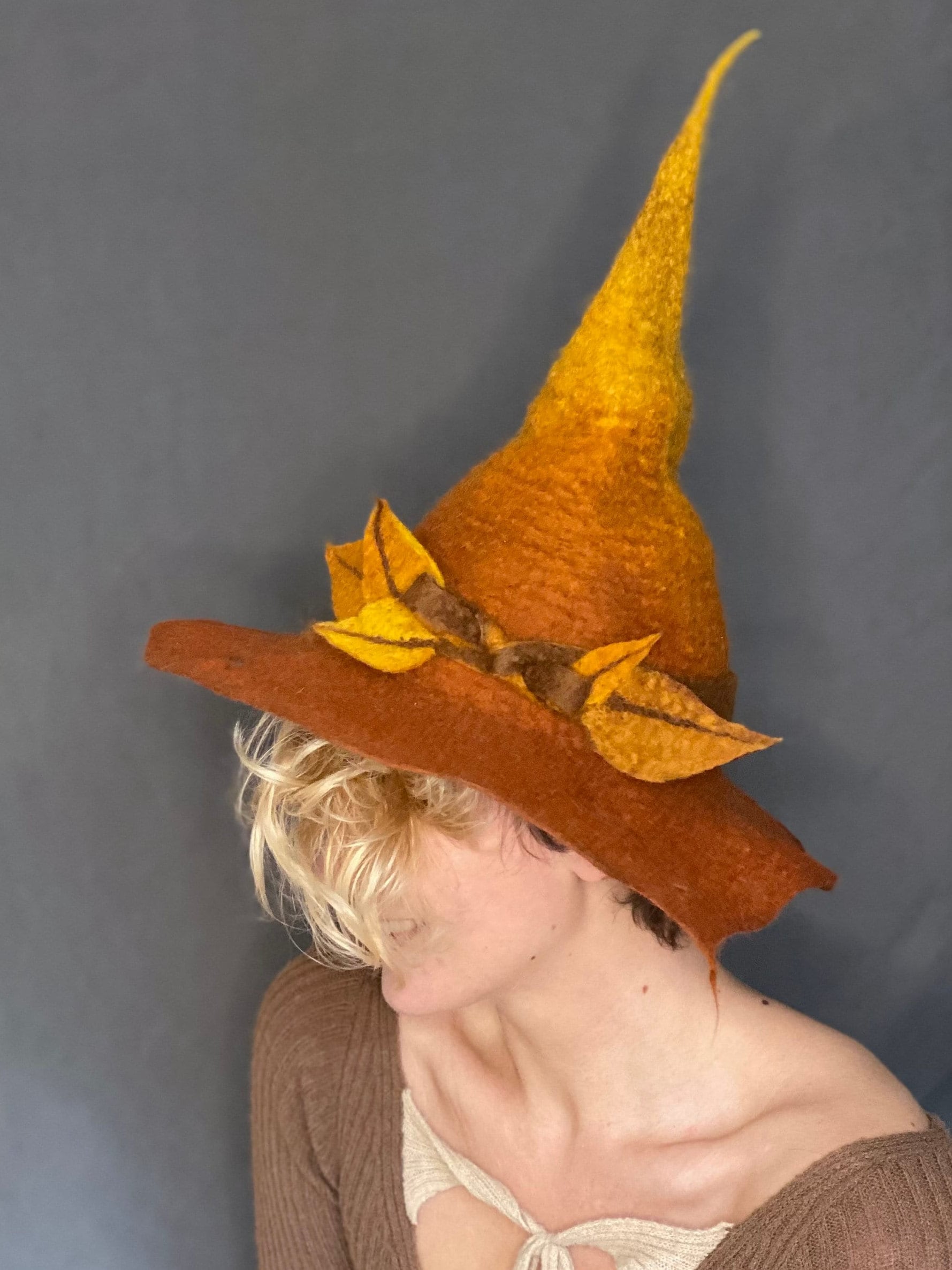 Fall Leaves Witch Hat, Wool Felted Witch Hat, Autumn Colors - Etsy