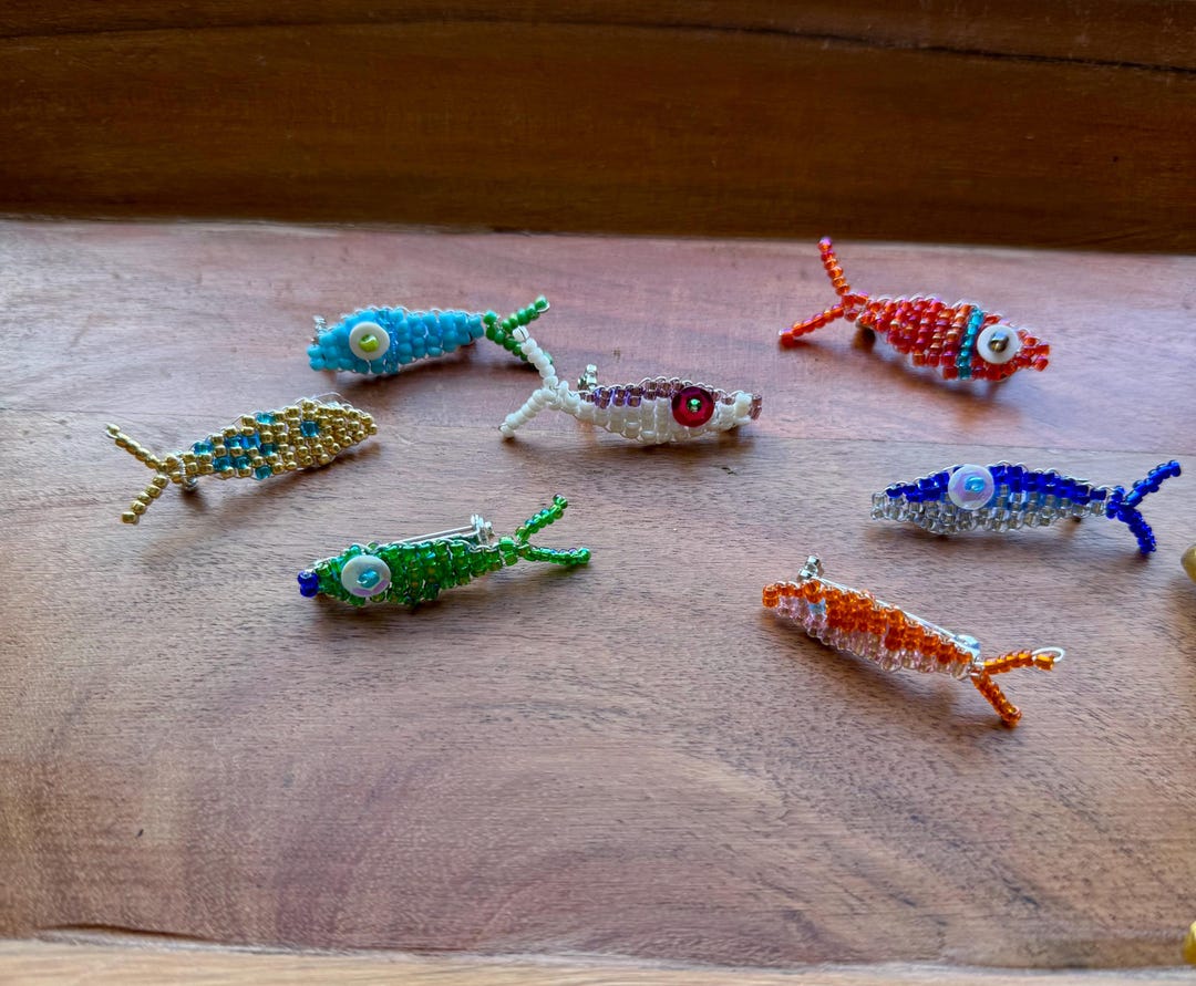 Beaded Fish Pin - Etsy