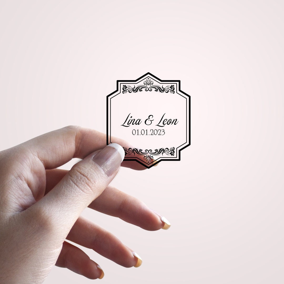 Custom Text Clear Stickers, Personalized Transparent Stickers, Wedding ...