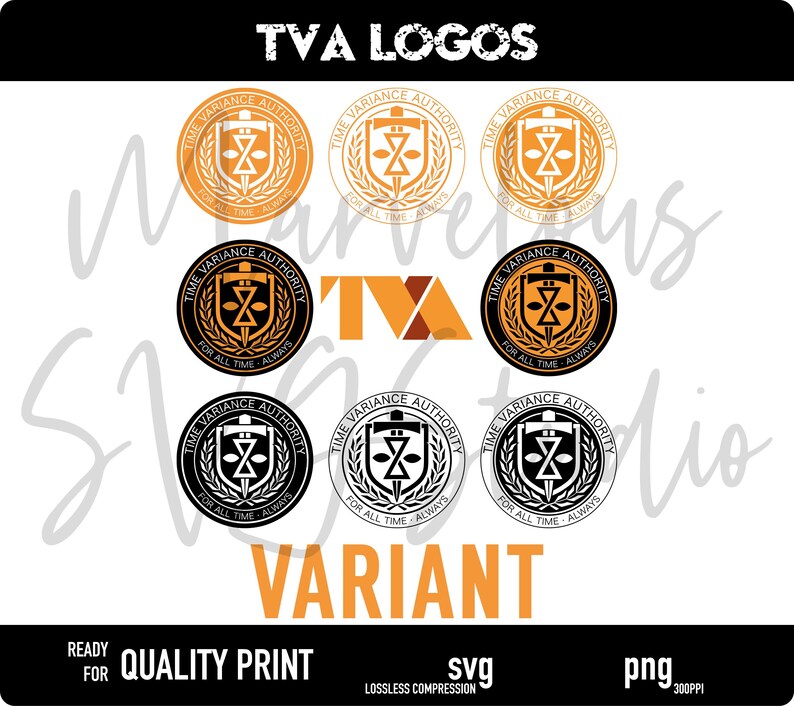 TVA LOGOS BUNDLE Time Variance Authority Loki Variant Symbol Pictogram ...