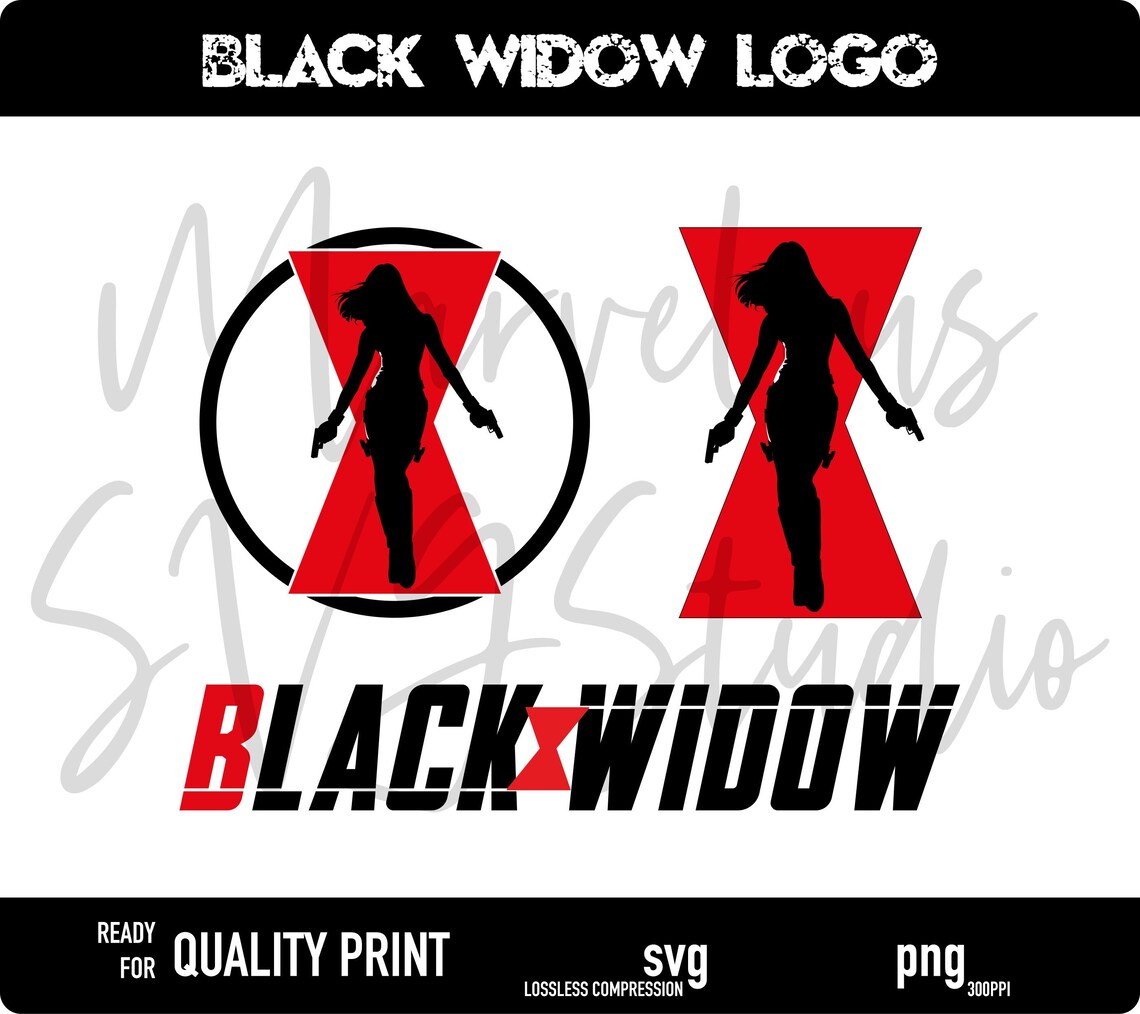 BLACK WIDOW Silhouette Logo Natasha Romanoff Avengers Superhero Colored ...