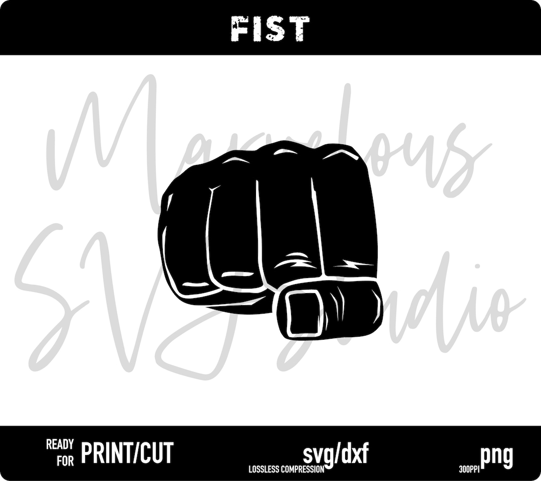 FIST Clipart Vector Sticker Black and White Png Svg Dxf Ready to Print ...