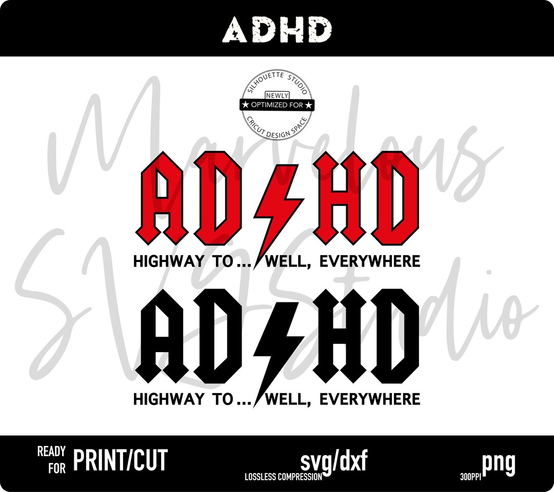 ADHD Highway To... Well, Everywhere Funny Rocker Symbol Clipart Print ...