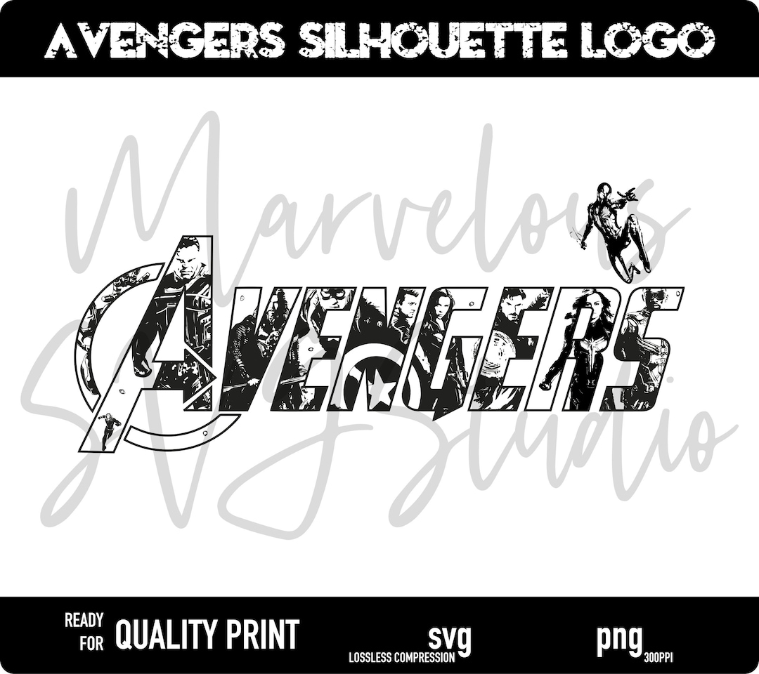 AVENGERS Silhouette Logo MARVEL Avengers Superheroes - Etsy