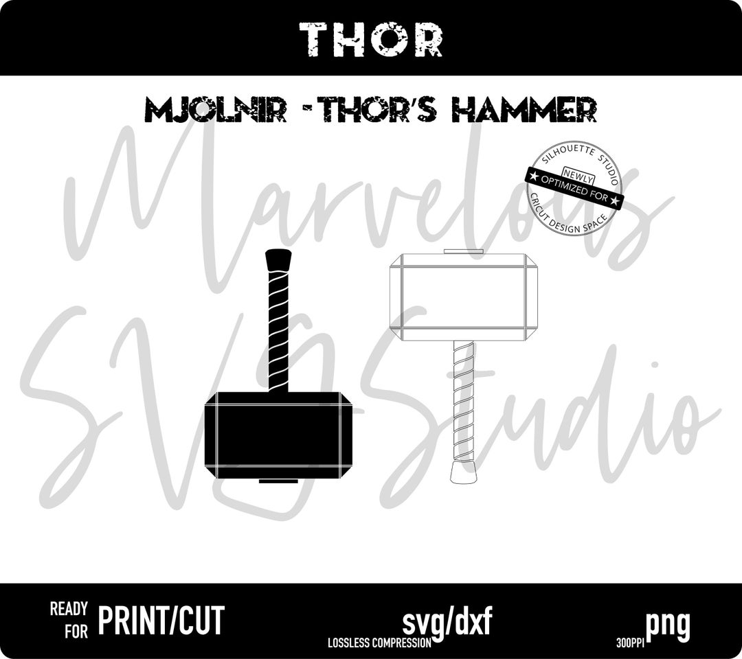 MJOLNIR THOR'S HAMMER Thor Odinson Marvel Avengers Superhero Logo ...