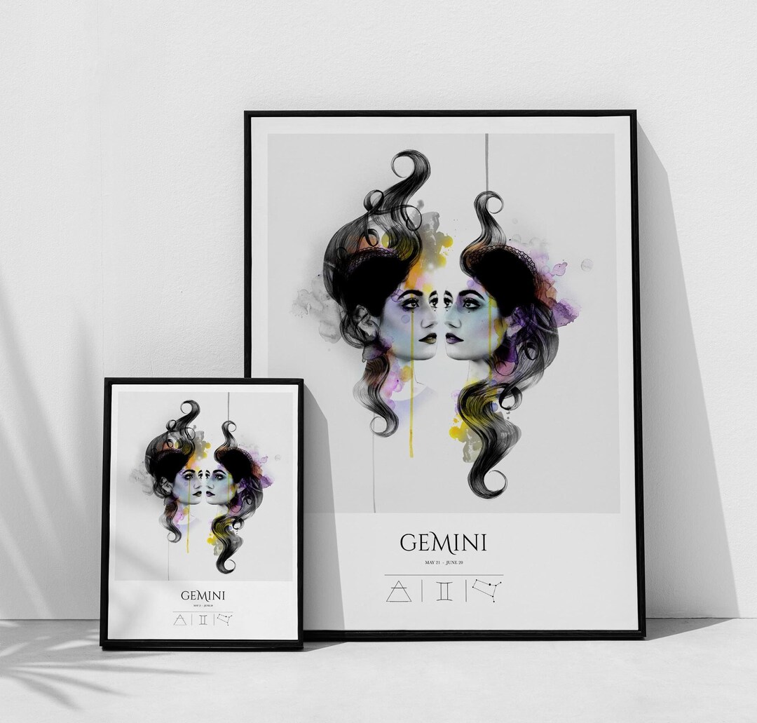 Gemini Printable Art, Star Sign Artwork, Zodiac Download Wall Art ...
