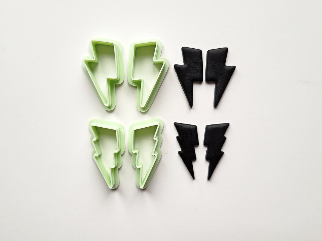 Lightning Bolt Polymer Clay Cutters, 3d Printed Thunderbolt Clay ...