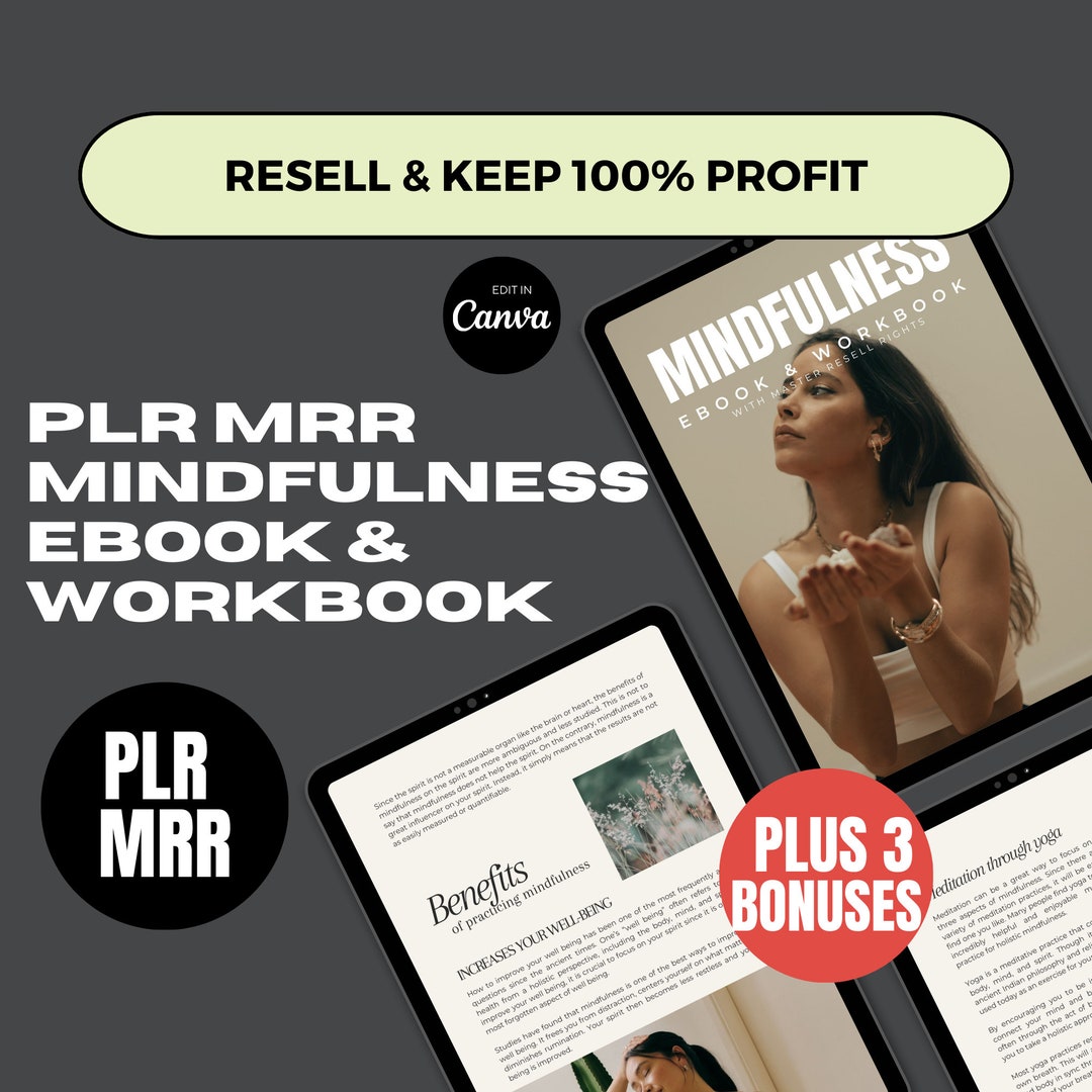 Mindfulness Ebook With Resell Rights, Instant Download PLR MRR, Self-help, Mental Wellness, PLR ...